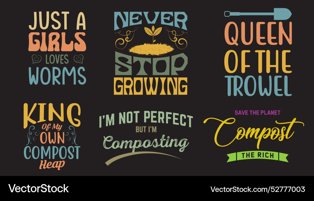 Compost typography design sets bundle Royalty Free Vector