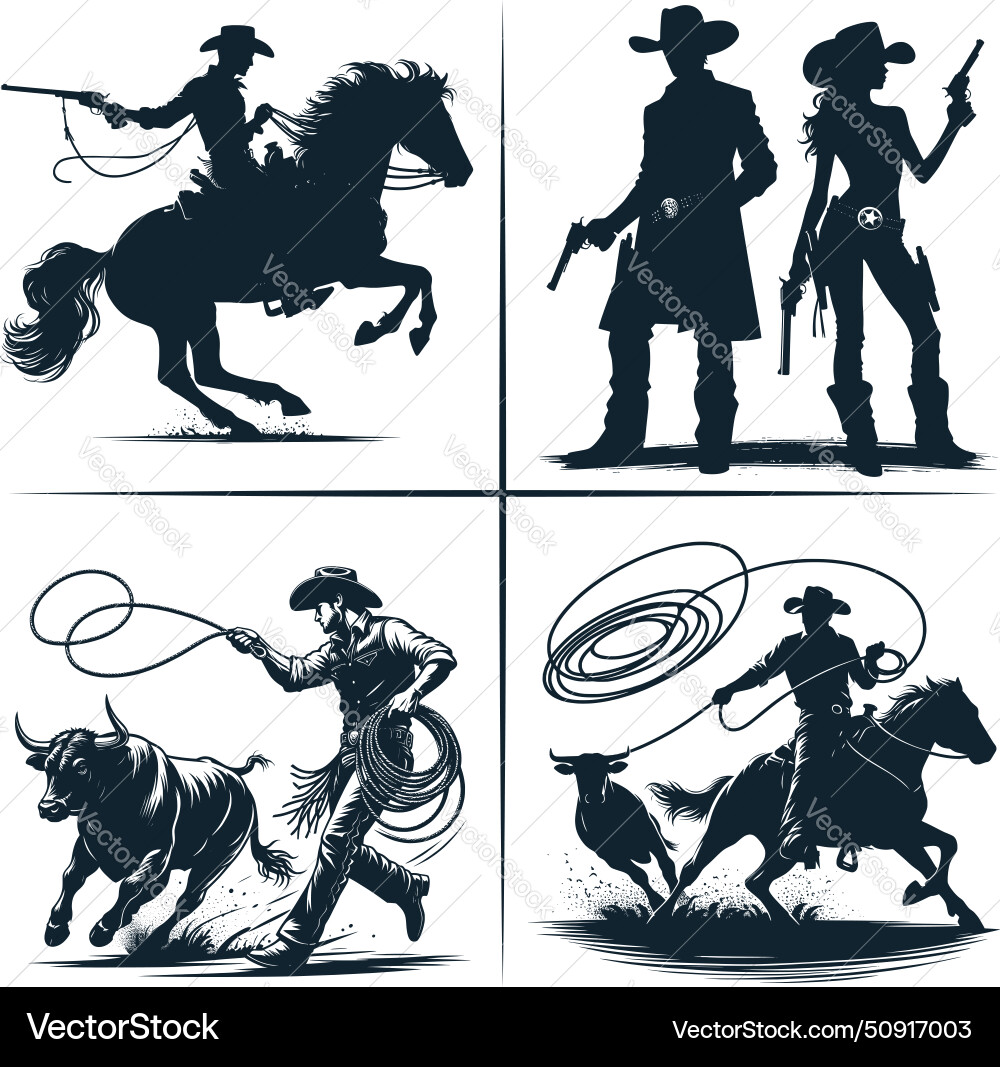 Cowboy and cowgirl bundle file Royalty Free Vector Image