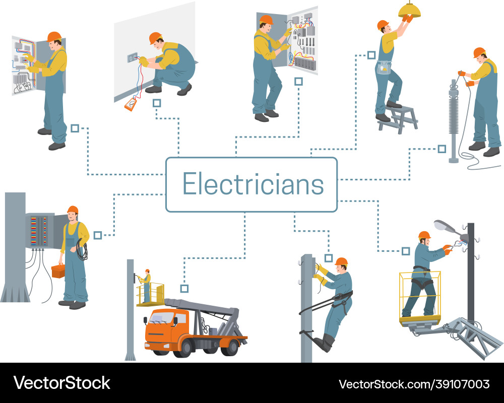 Electricians infographics Royalty Free Vector Image
