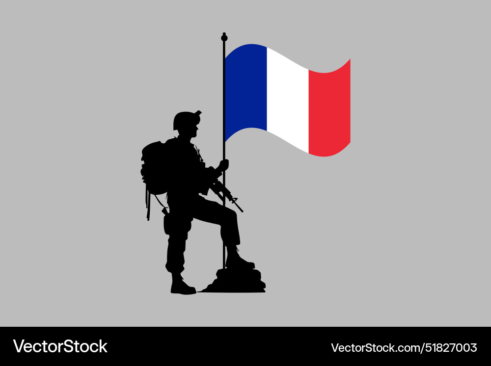 France soldier with flag Royalty Free Vector Image