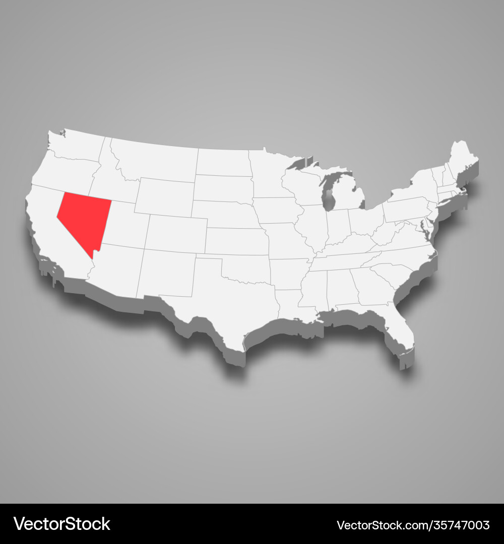 Nevada state location within united states 3d map Vector Image