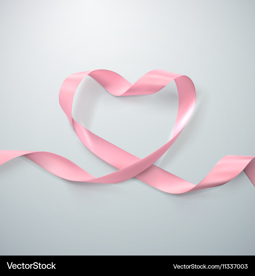 Pink ribbon heart Royalty Free Vector Image - VectorStock