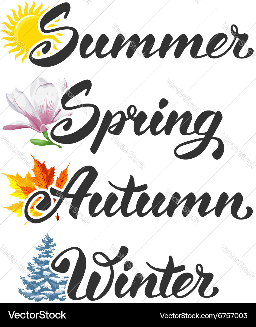 Seasonal Lettering - Four Seasons Royalty Free Vector Image