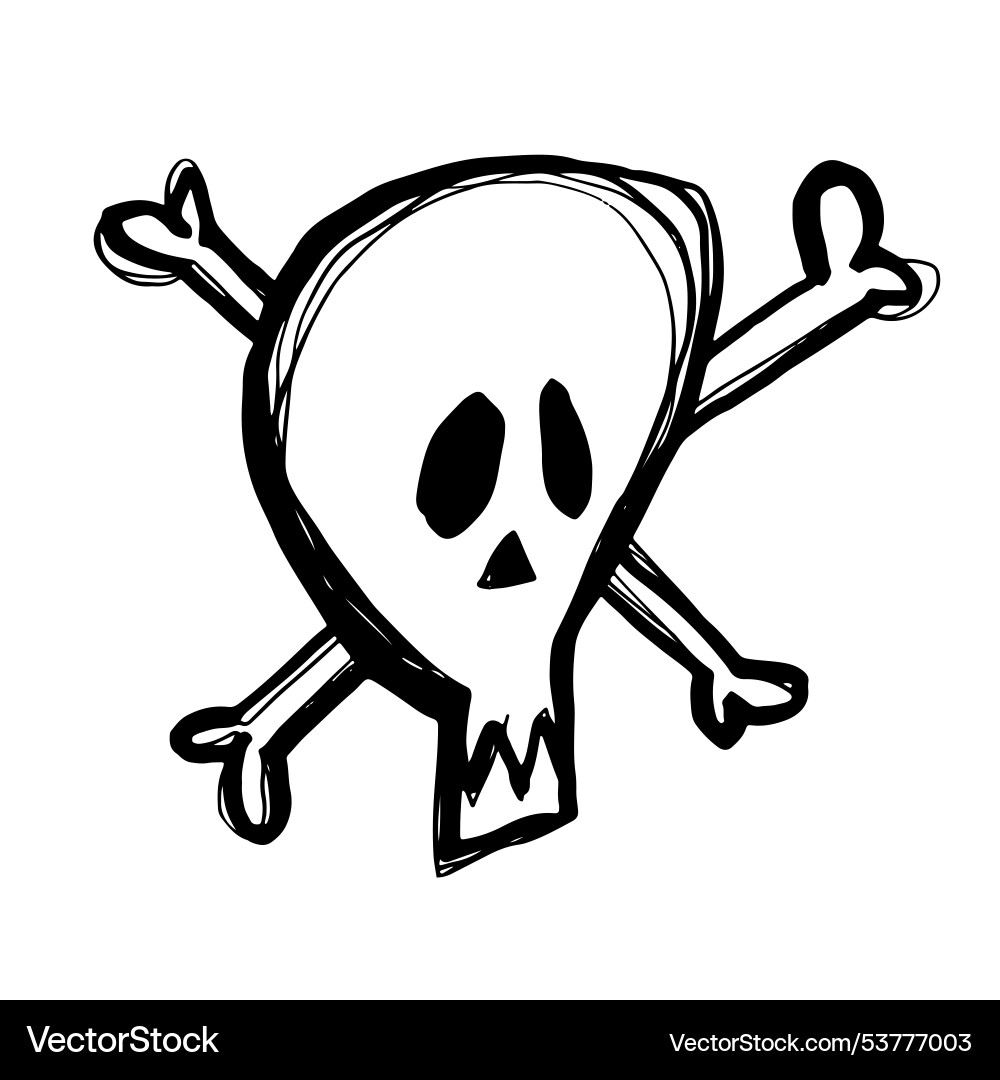 Skull and crossbones drawing doodle death Vector Image