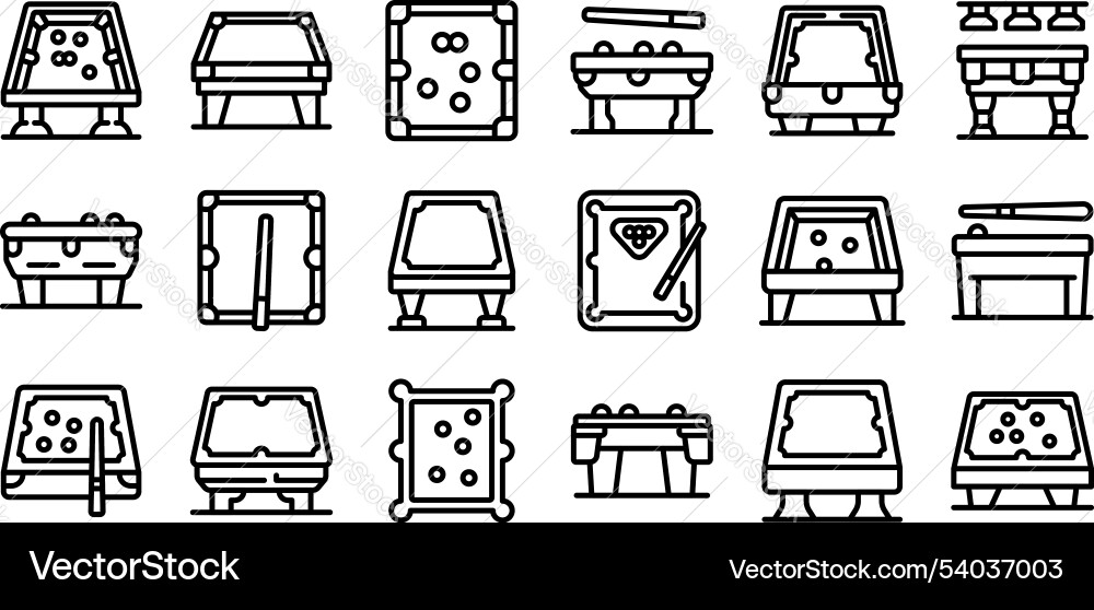 Snooker table icons set billiard tables Royalty Free Vector