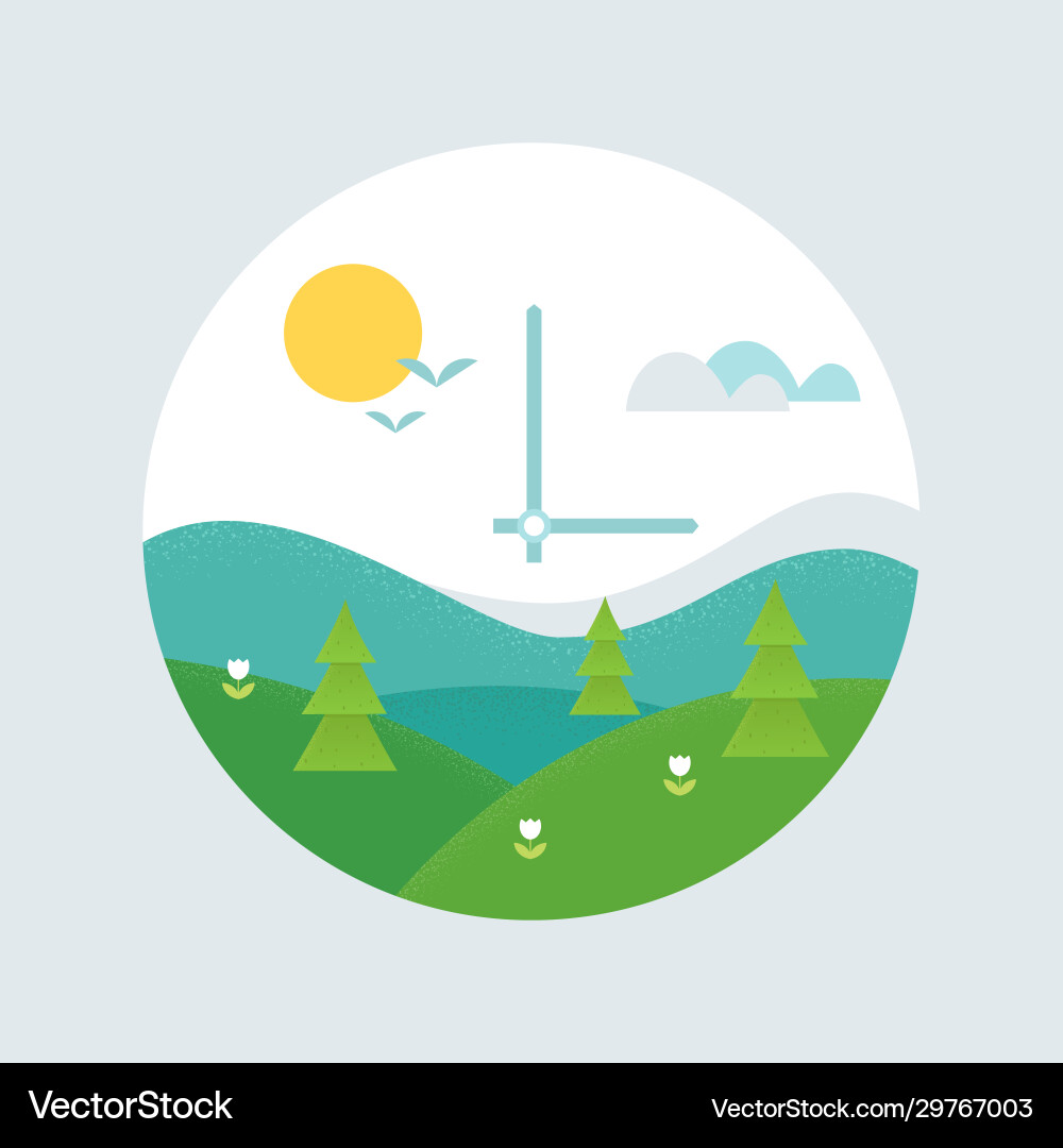 Spring forward clock face daylight saving time Vector Image