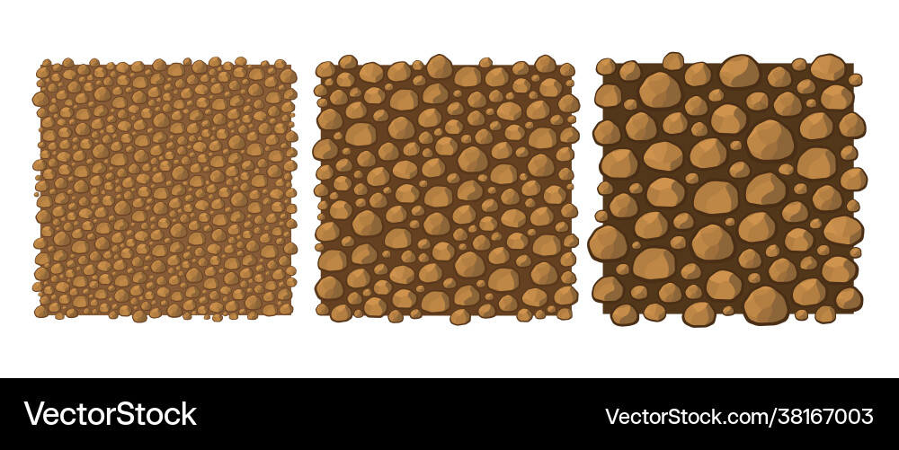 Top ground layer earth with stones view Royalty Free Vector