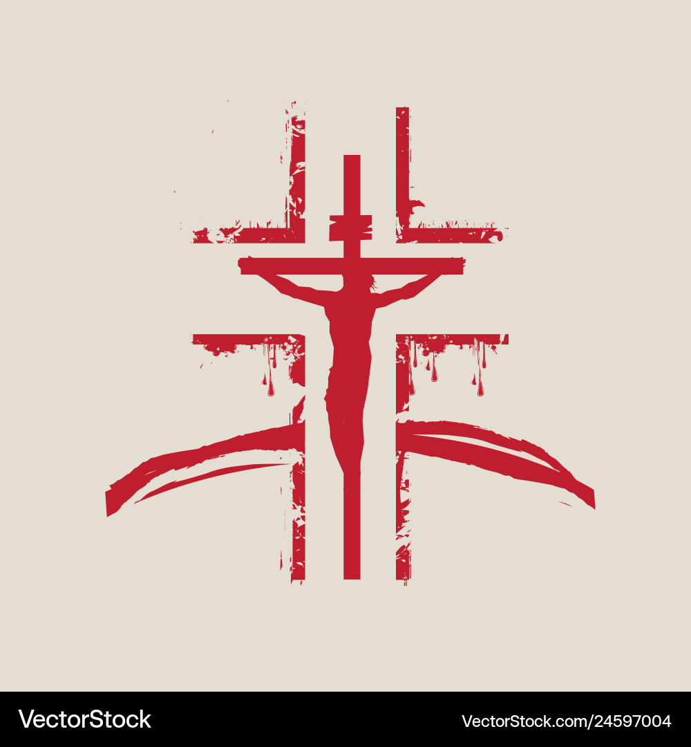 Banner with abstract red cross and crucifixion Vector Image
