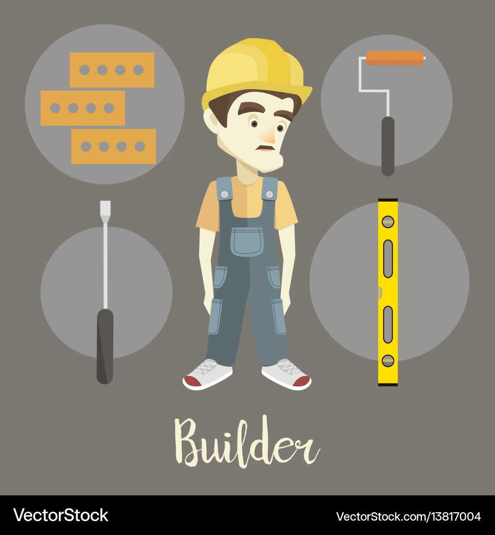 Builder on a dark background Royalty Free Vector Image