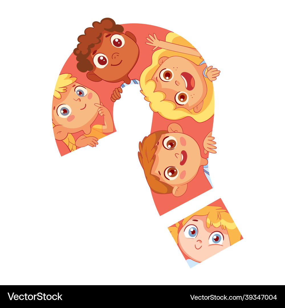 Children in a Question Mark Royalty Free Vector Image