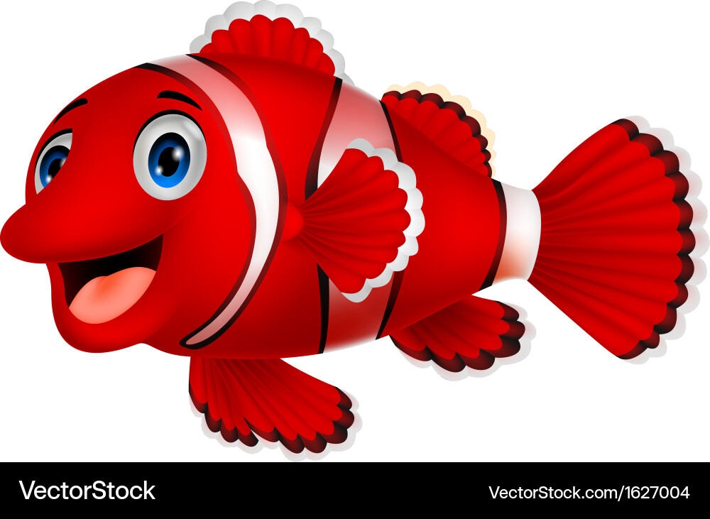 Cute clown fish cartoon Royalty Free Vector Image