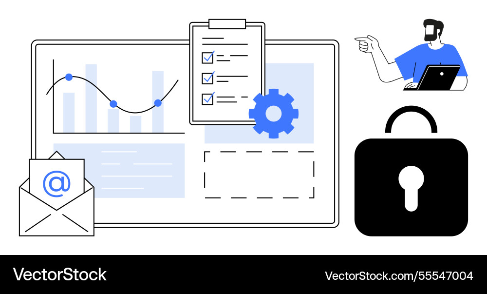 Data security and management charts email Vector Image