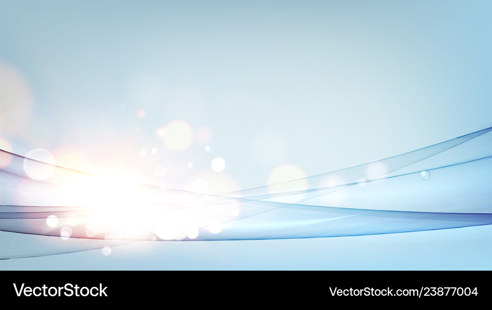 Horizontal card with magic flow waves over blue Vector Image