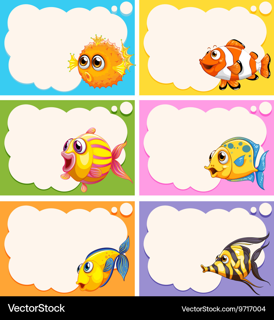Label design with cute fish Royalty Free Vector Image