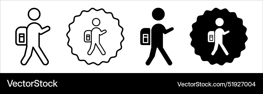 Man with backpack icon symbol set collection Vector Image