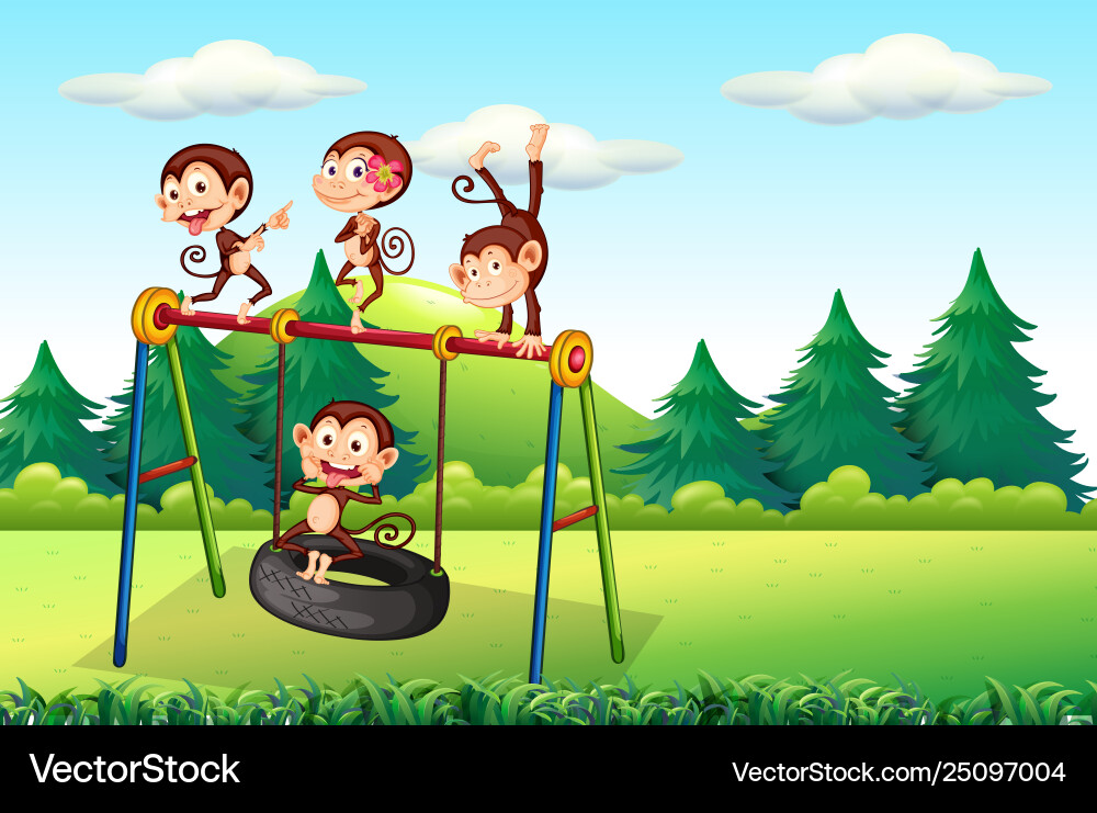 Monkey playing at playground Royalty Free Vector Image