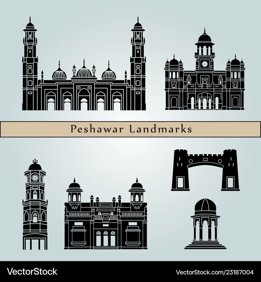 Peshawar landmarks Royalty Free Vector Image - VectorStock