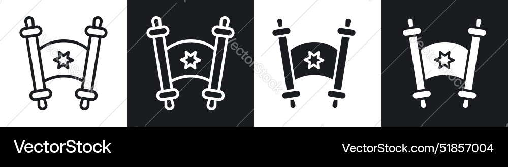Scroll torah icon set in black and white filld Vector Image