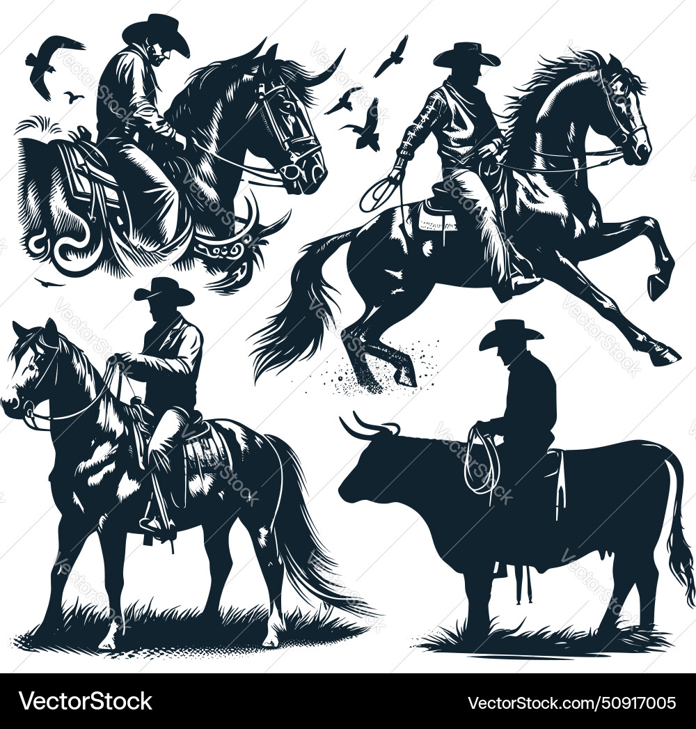 Cowboy and cowgirl bundle file Royalty Free Vector Image