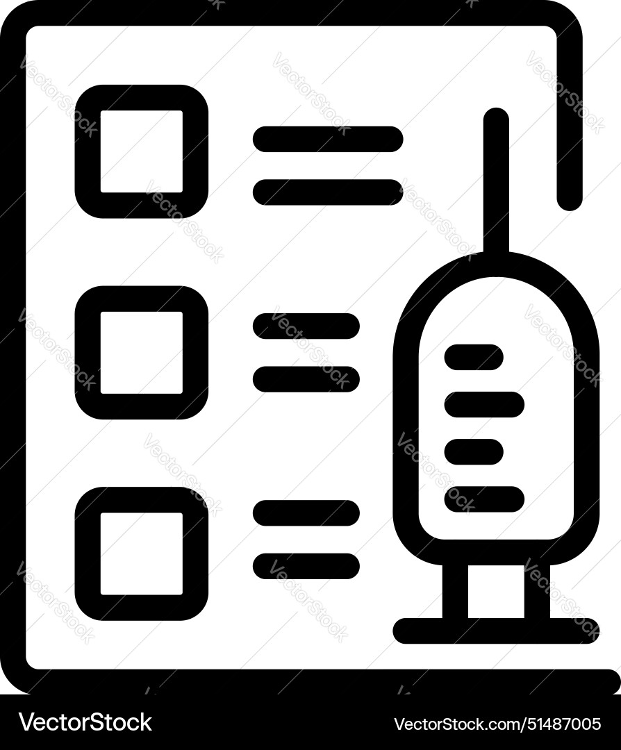 Medical checklist and syringe icon Royalty Free Vector Image
