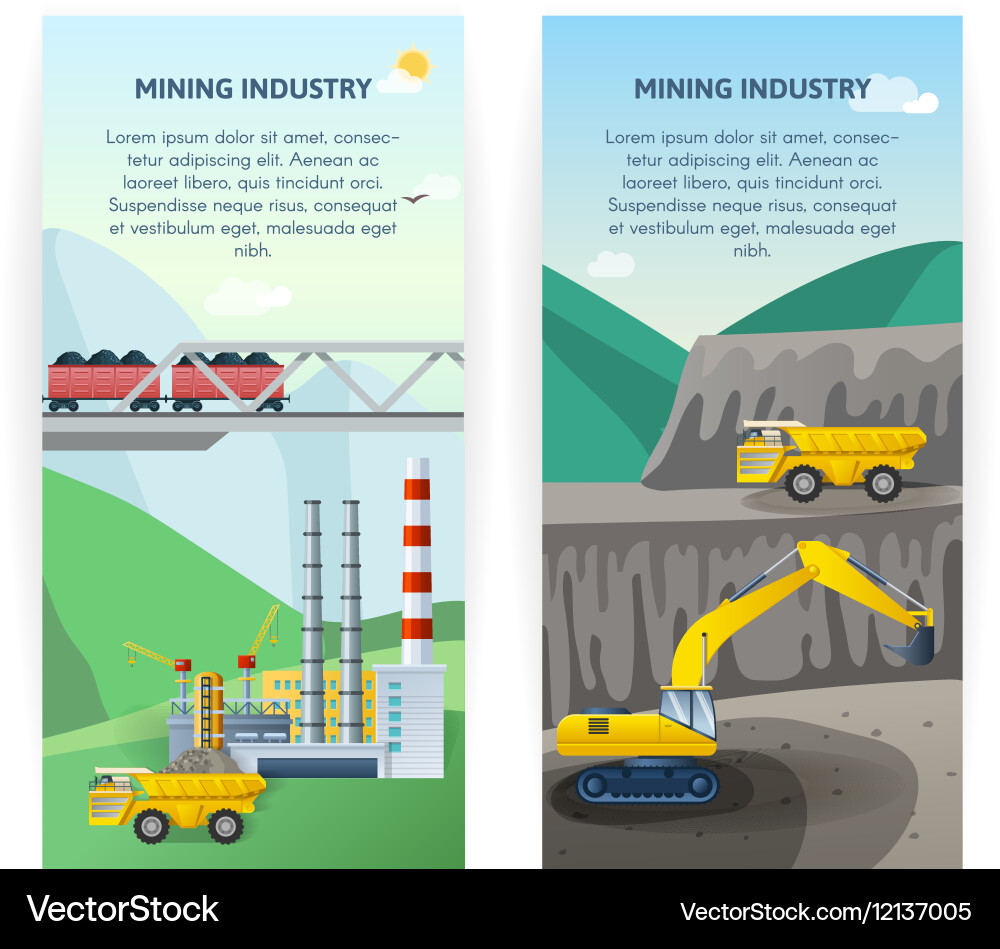 Mining industry banners set Royalty Free Vector Image