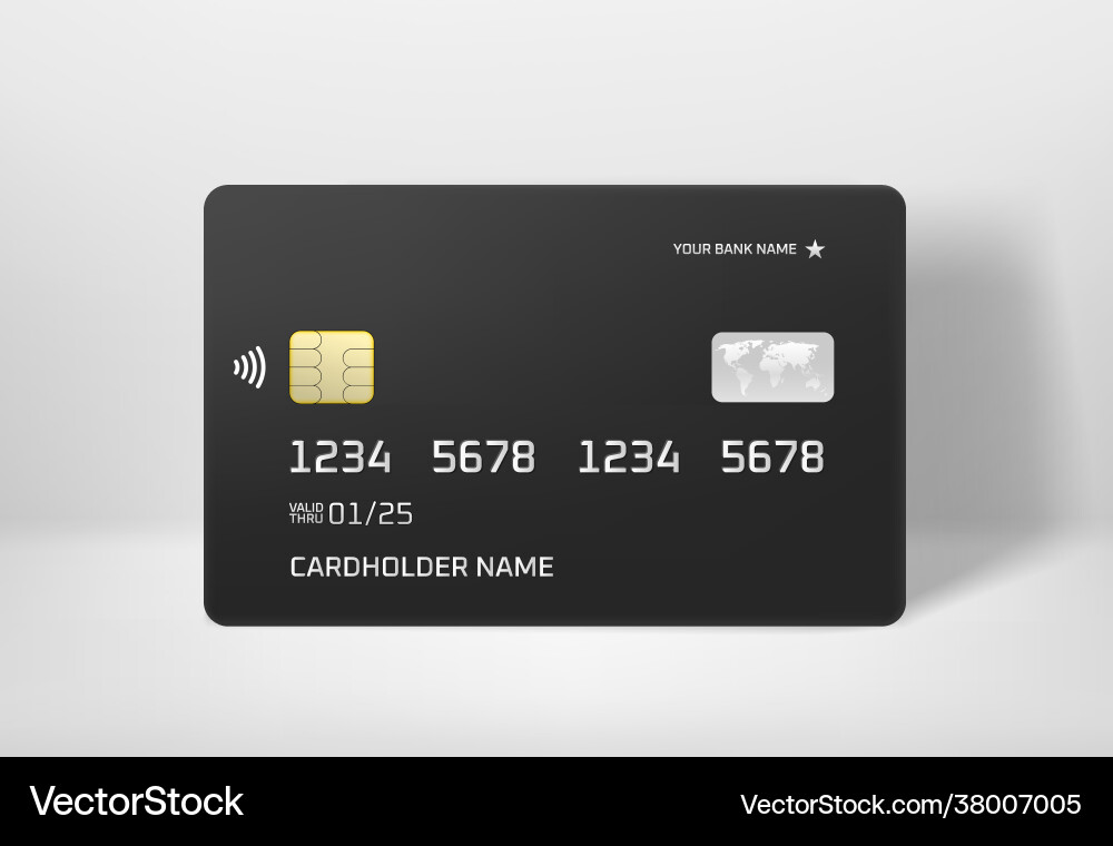 Modern vip bank card with world map mockup Vector Image