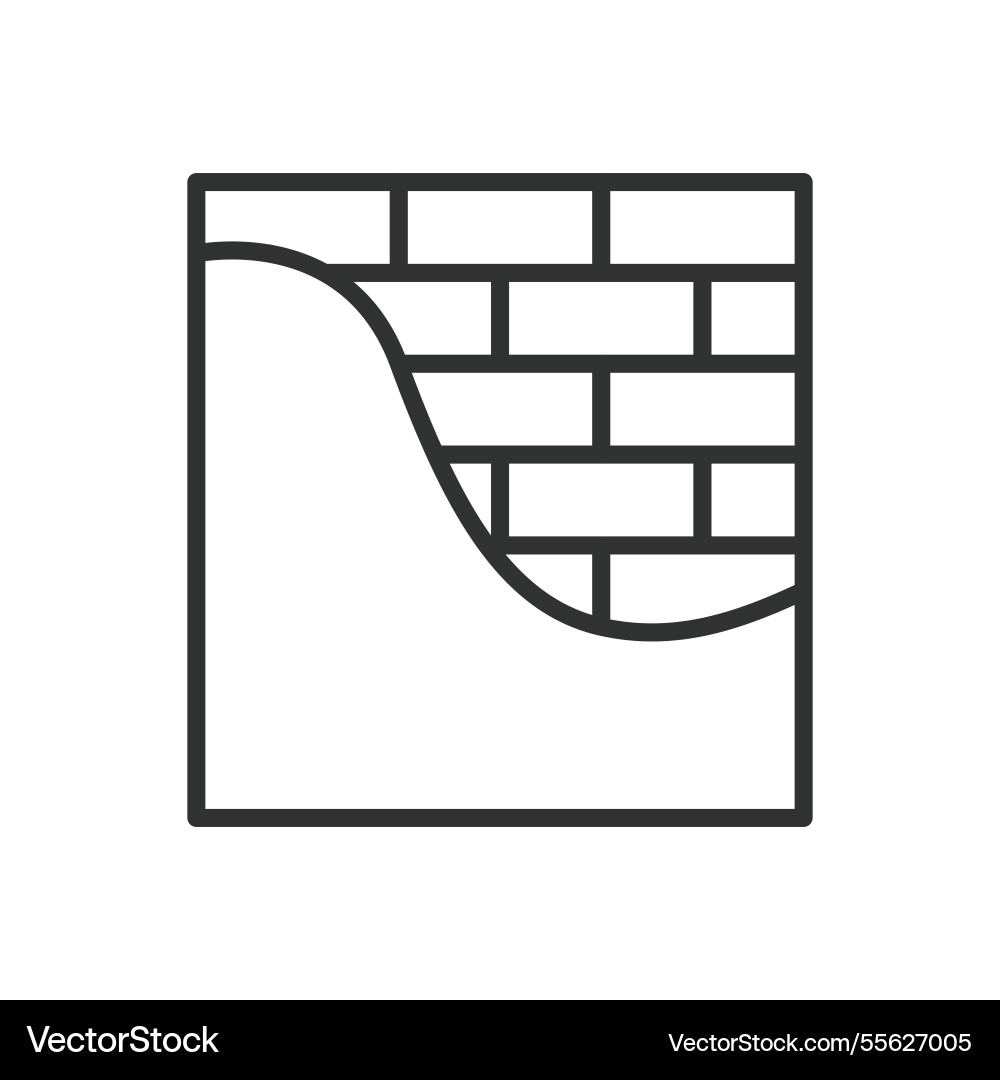 Plastering icon in line design wall Royalty Free Vector