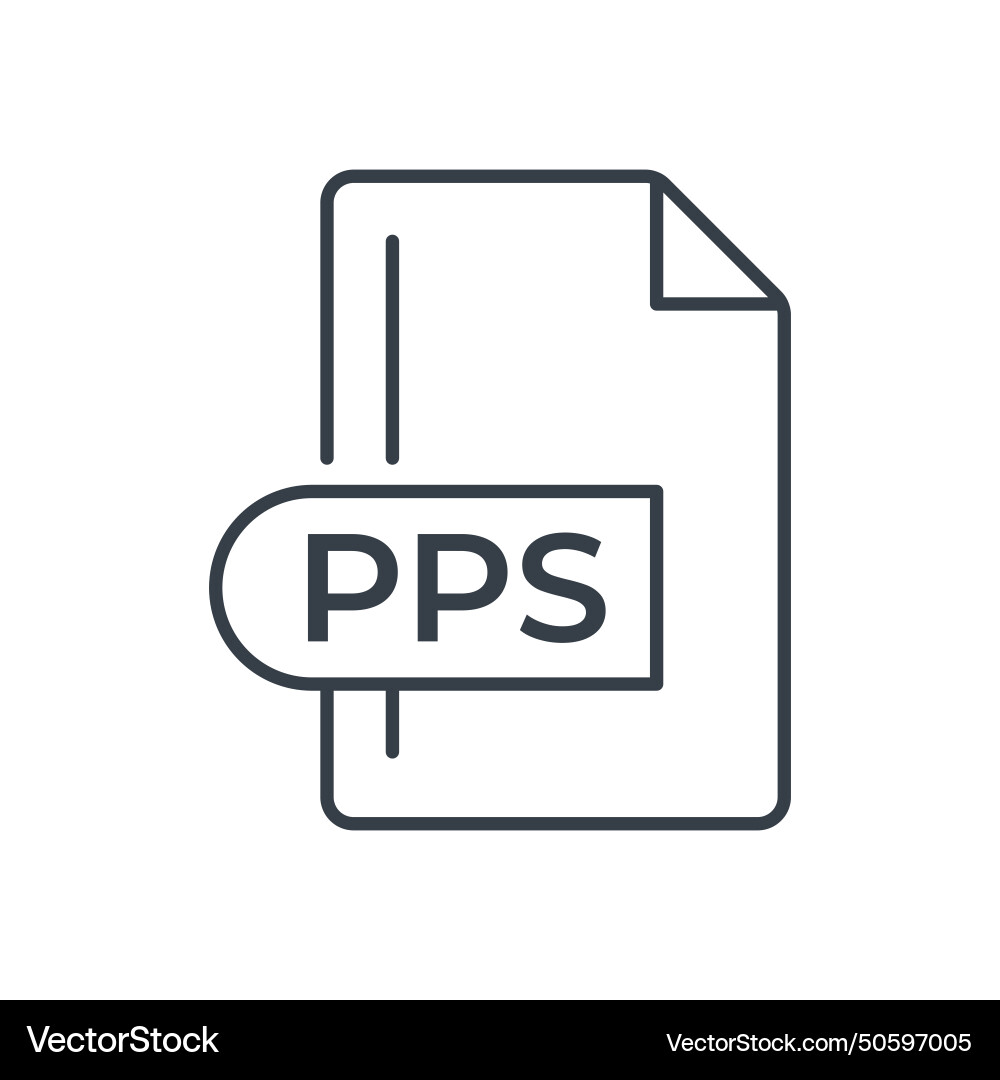 Pps file format icon extension line Royalty Free Vector