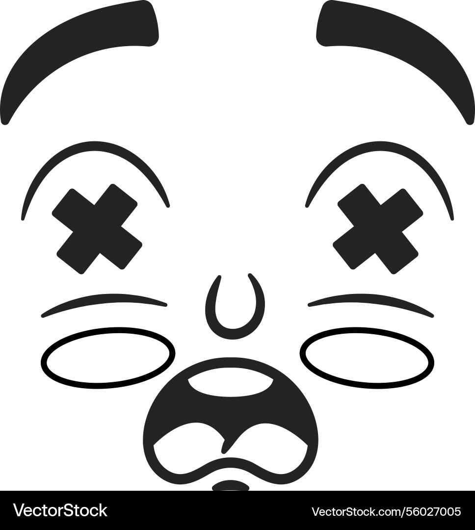 Scared facial emotion doodle character Royalty Free Vector