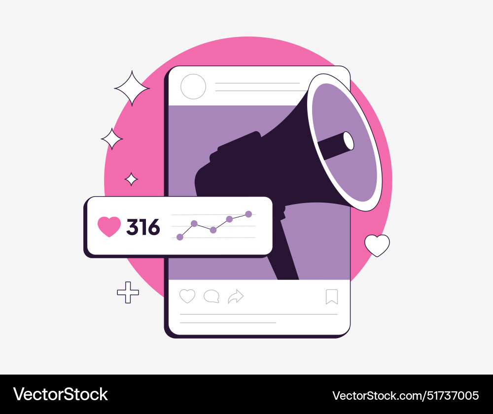 Social media engagement posts concept increase Vector Image