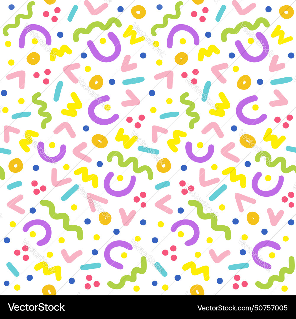 Squiggle doodle seamless pattern in 90s style Vector Image