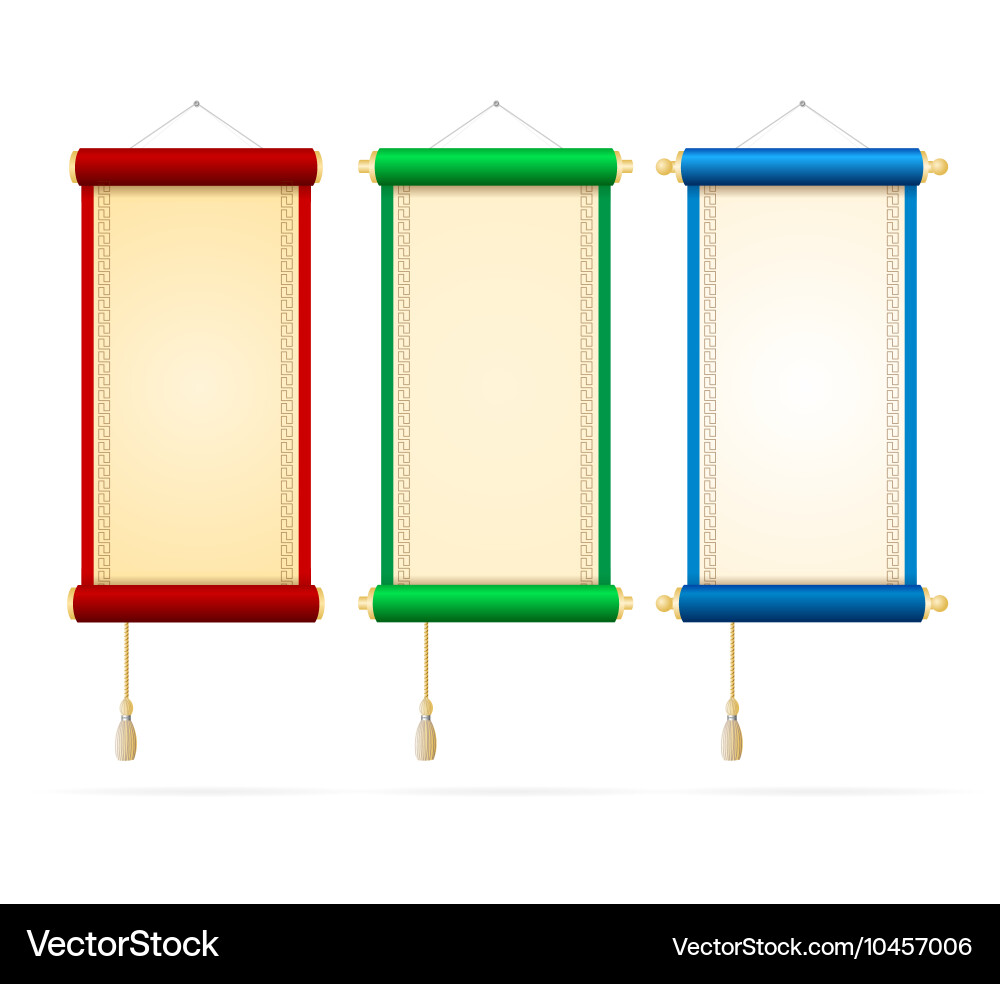 Asian style scroll set Royalty Free Vector Image