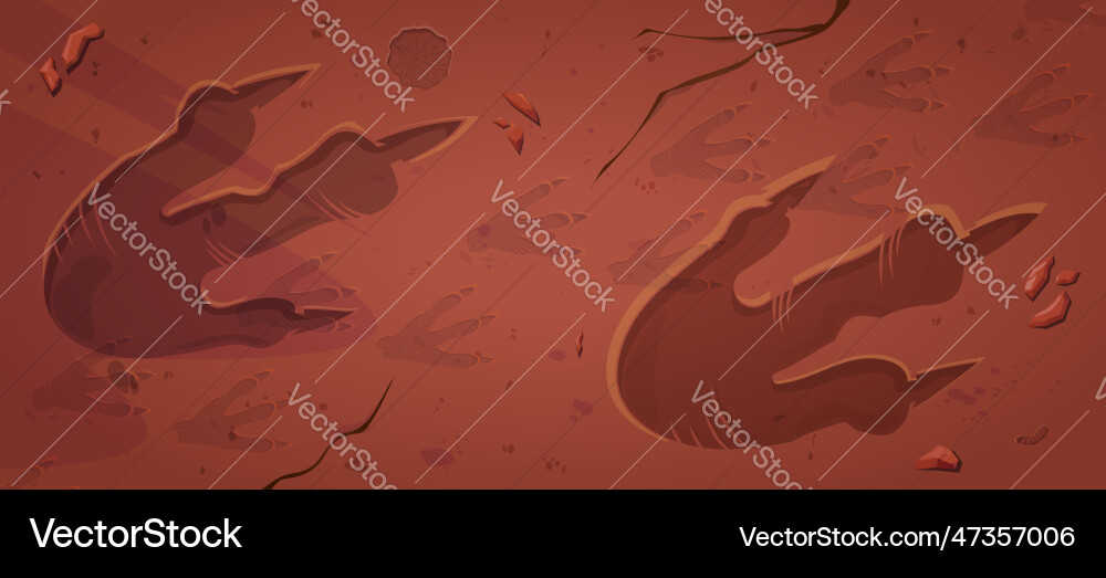 Dig fossil dinosaur footprint trace cartoon Vector Image Dig fossil dinosaur footprint trace cartoon Vector Image