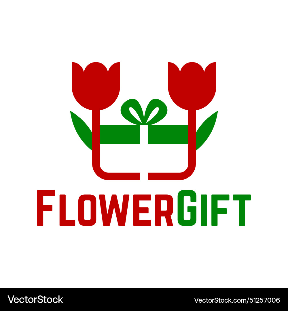 Flower gift flat modern logo Royalty Free Vector Image
