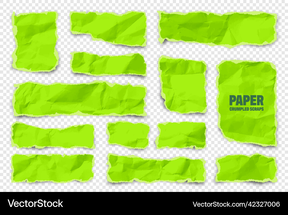 Green ripped paper strips realistic colorful Vector Image