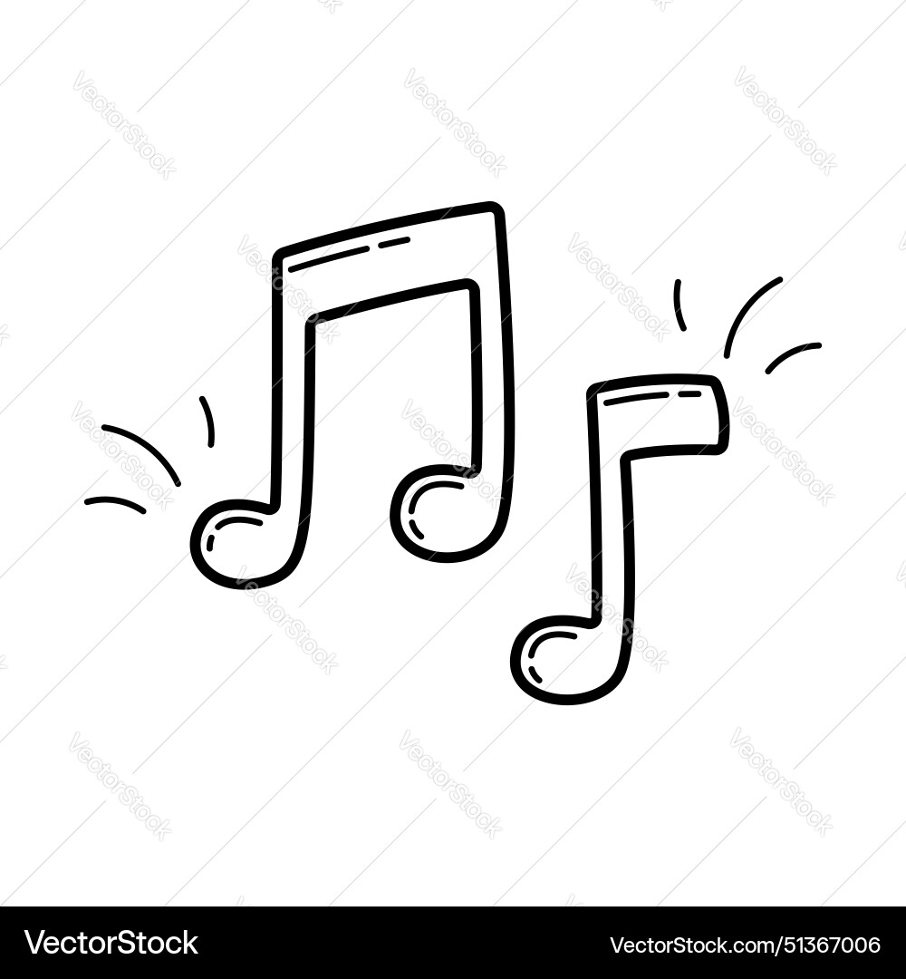 Musical notes simple linear hand drawn doodle Vector Image