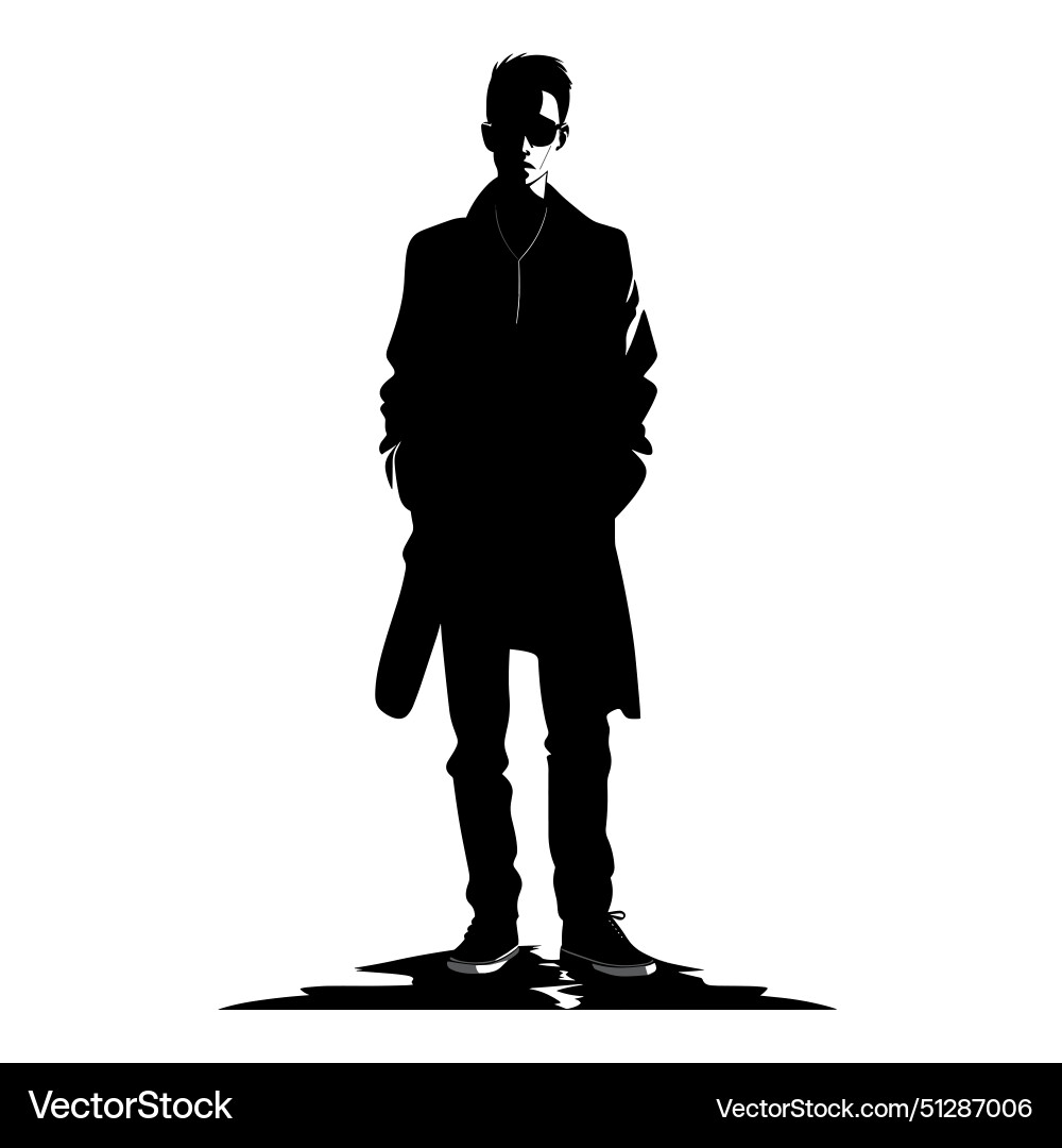 Mysterious man in trench coat silhouette Vector Image
