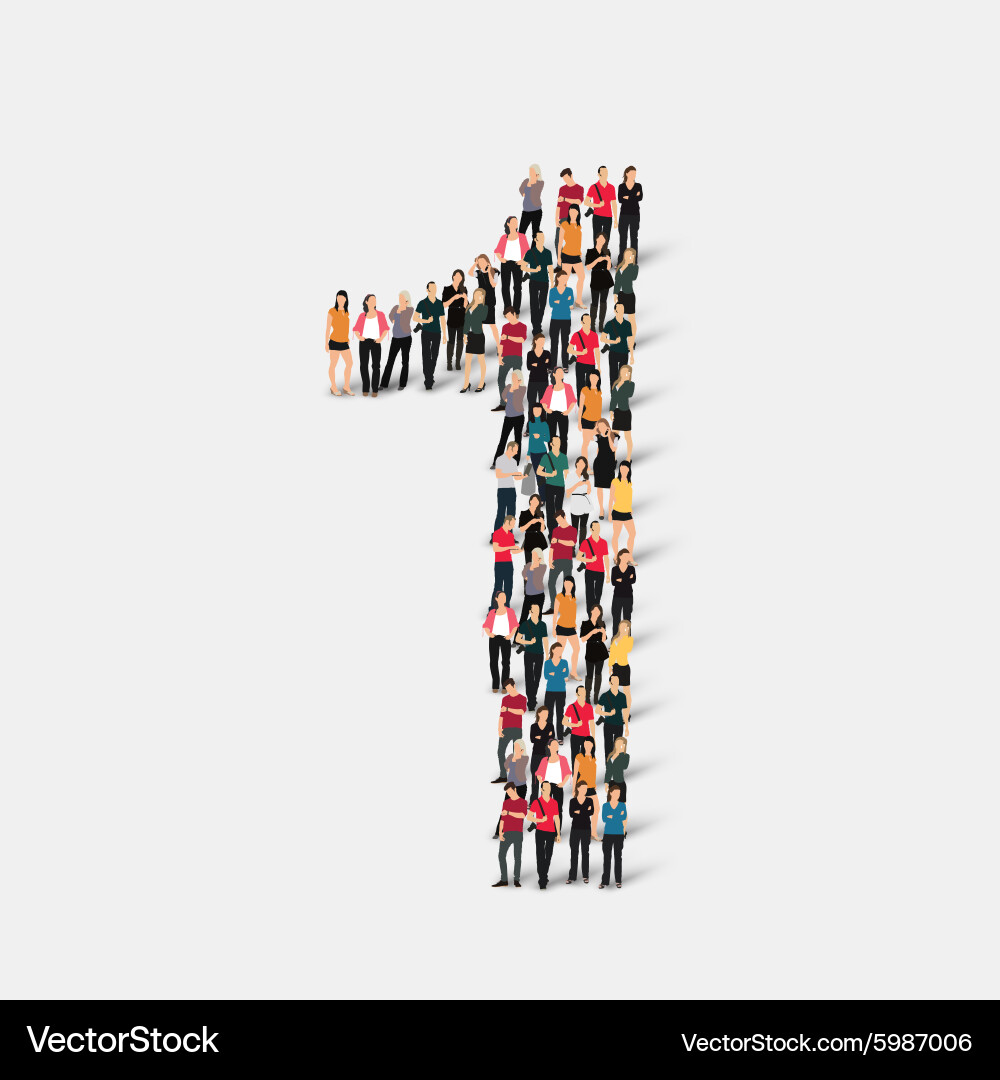 People Forming Number One Royalty Free Vector Image