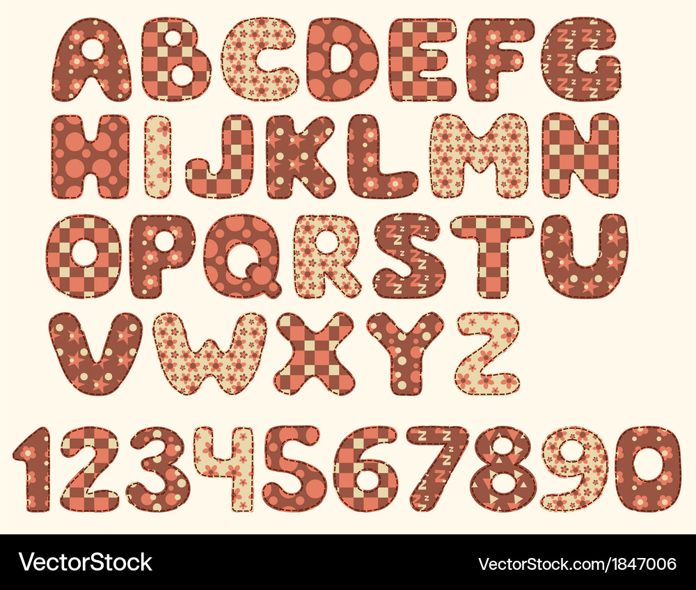 Quilted Patchwork Alphabet Royalty Free Vector Image