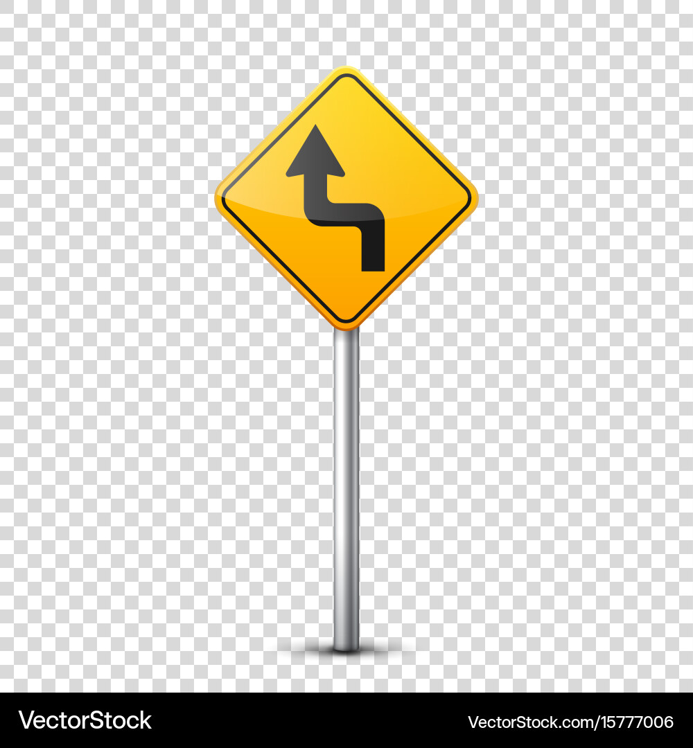 Road yellow signs collection isolated Royalty Free Vector