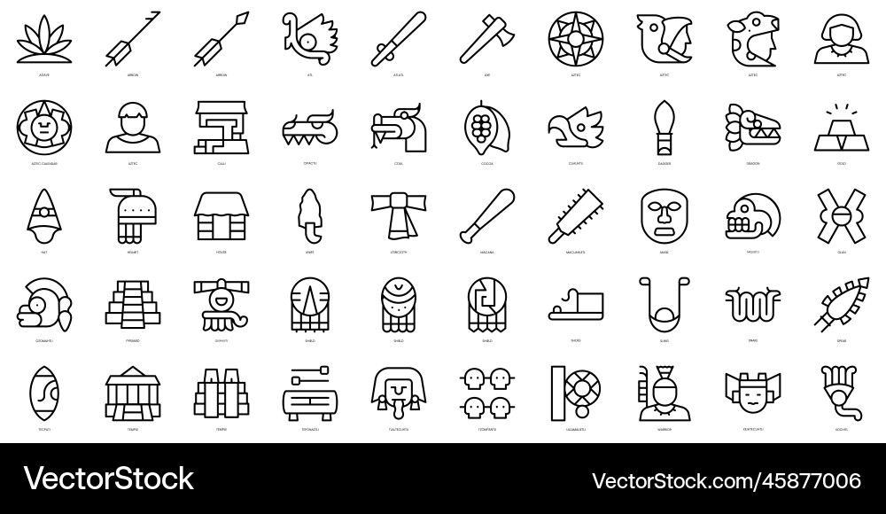Set of thin line aztec icons Royalty Free Vector Image