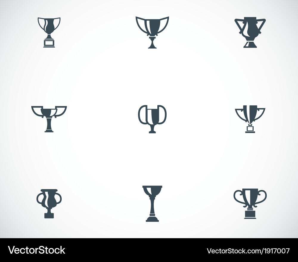 Black trophy icons set Royalty Free Vector Image