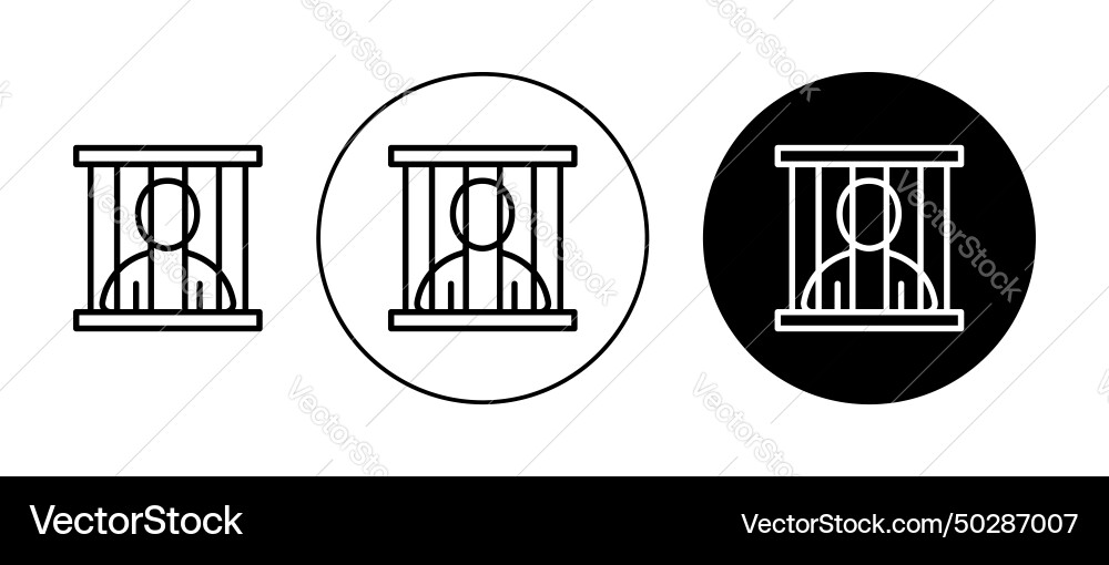 Criminal behind bars icon Royalty Free Vector Image