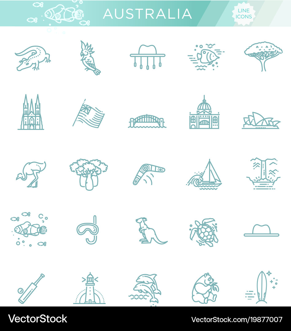 Graphic set australian culture animals Royalty Free Vector