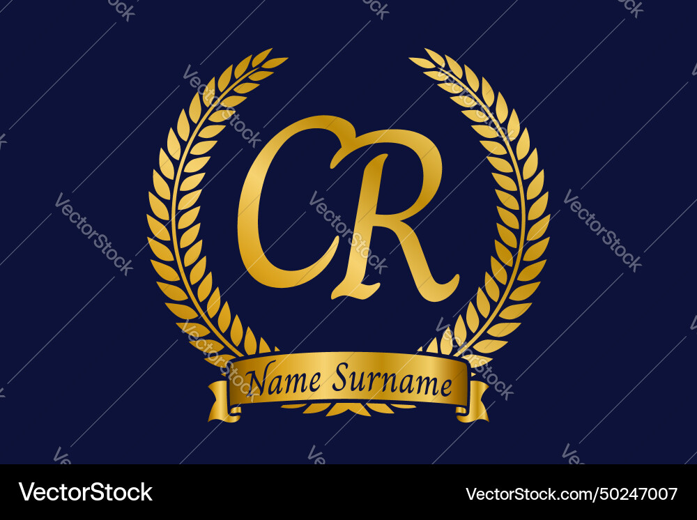 Initial letter c and r cr monogram logo design Vector Image