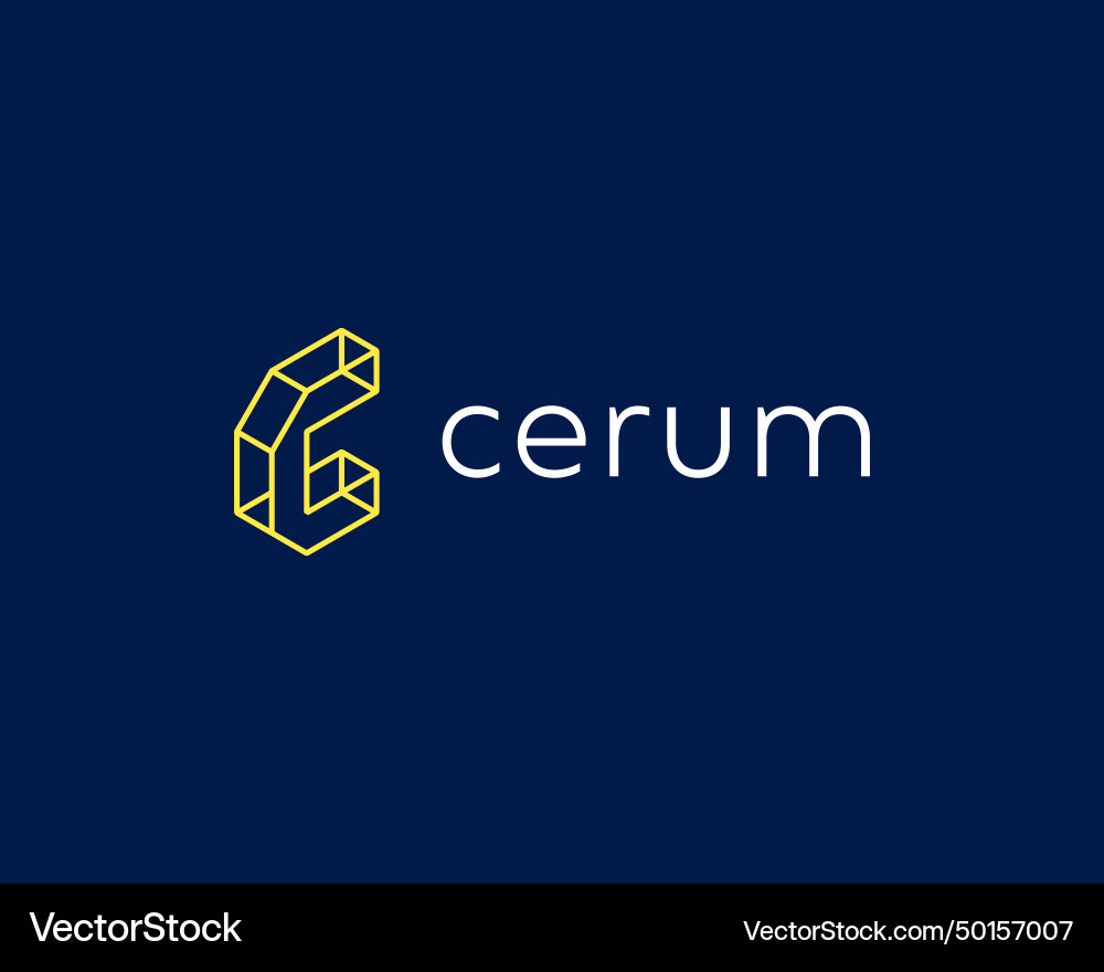 Isometric letter c linear logotype creative Vector Image