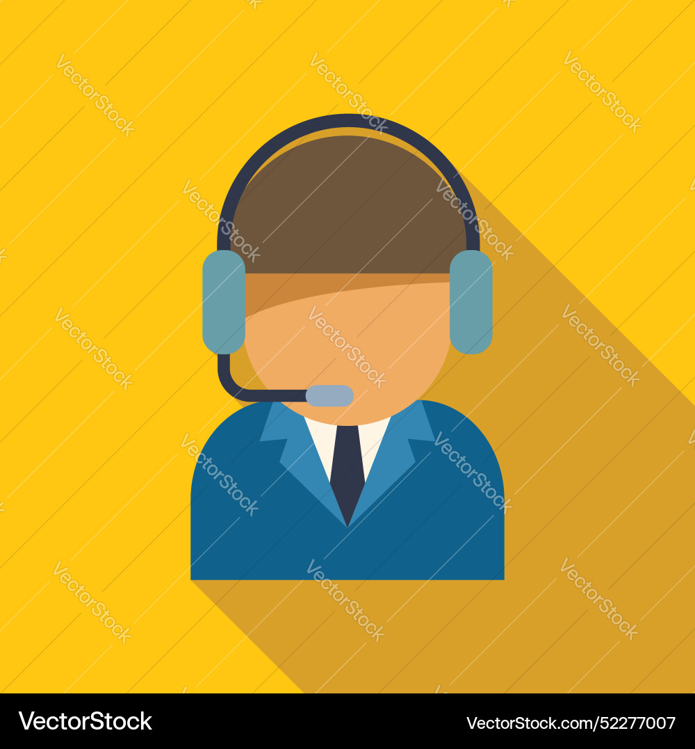 Male call center operator wearing headset Vector Image