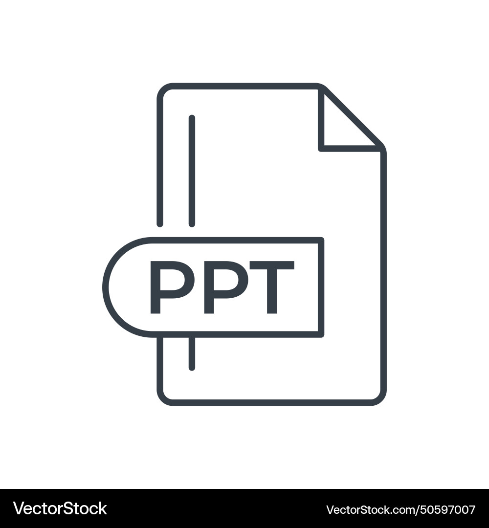 Ppt file format icon extension line Royalty Free Vector