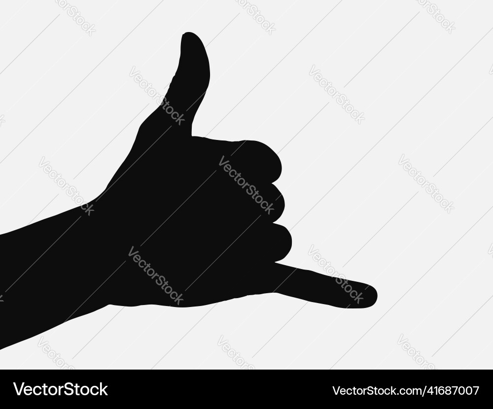 Shaka sign hang loose silhouette Royalty Free Vector Image