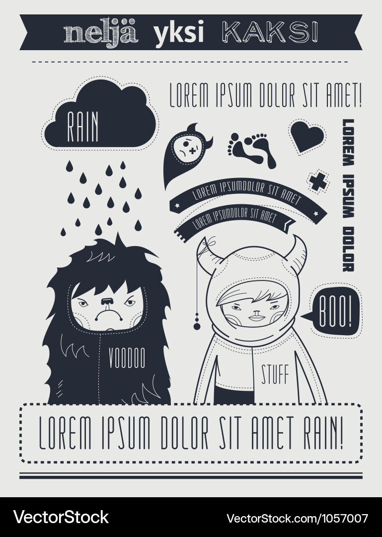 Typography with funny character Royalty Free Vector Image